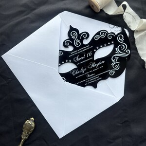 Special Black Acrylic Invitation for Masquerade Party, Masquerade ...