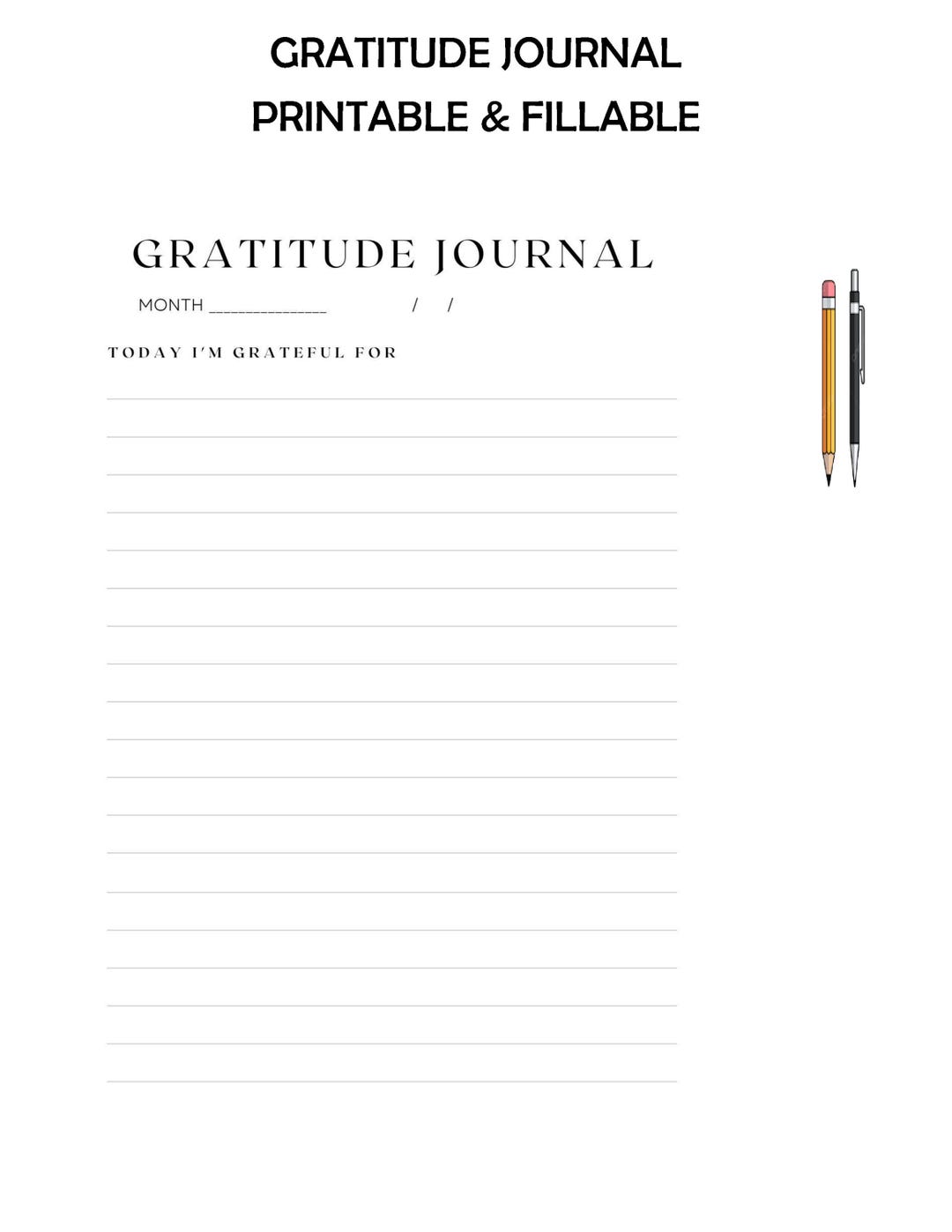 31 Days of Gratitude Printable Template, Daily Gratitude Journal ...