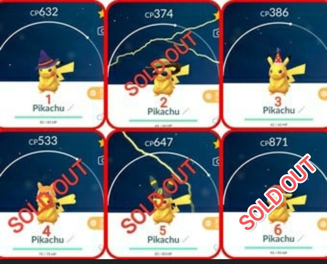 Pikachu With Costume for Pokemon Go Choose One From 1 to 20 - Etsy