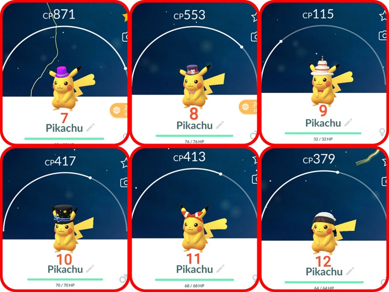 Pikachu With Costume for Pokemon Go Choose One From 1 to 20 - Etsy