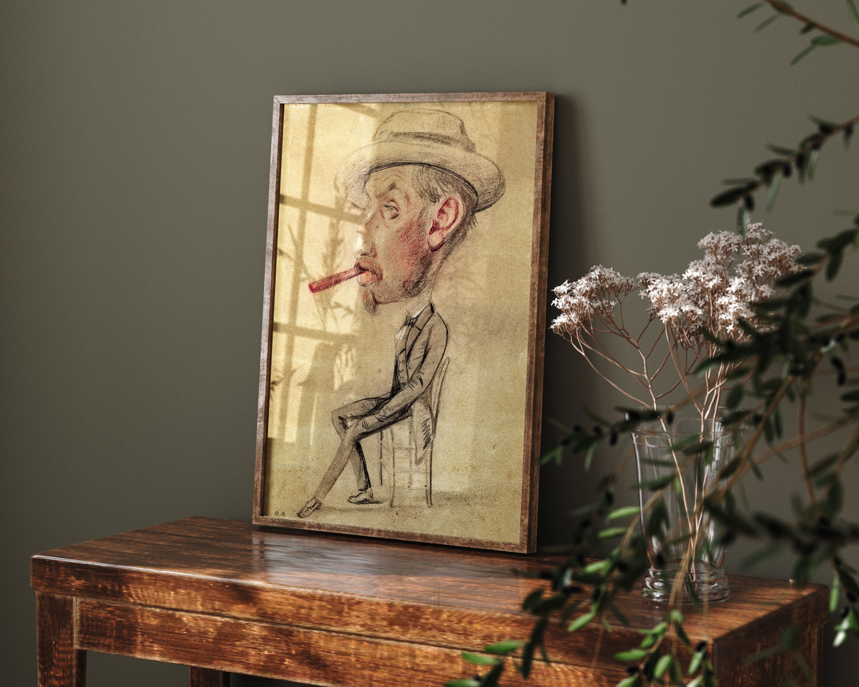 A Digital Download of a Claude Monet Pencil Sketch of a Quirky Big Head ...