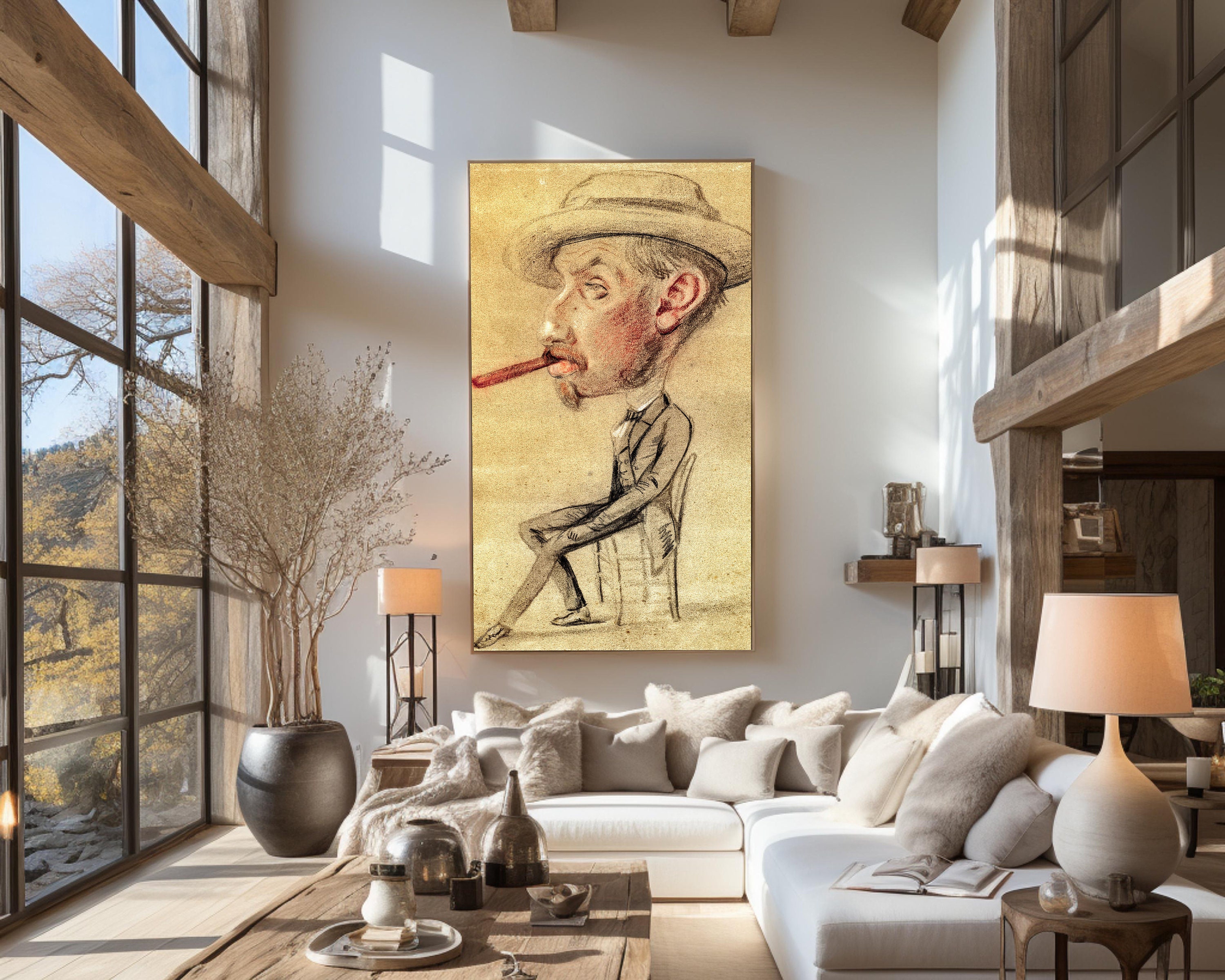 A Digital Download of a Claude Monet Pencil Sketch of a Quirky Big Head ...