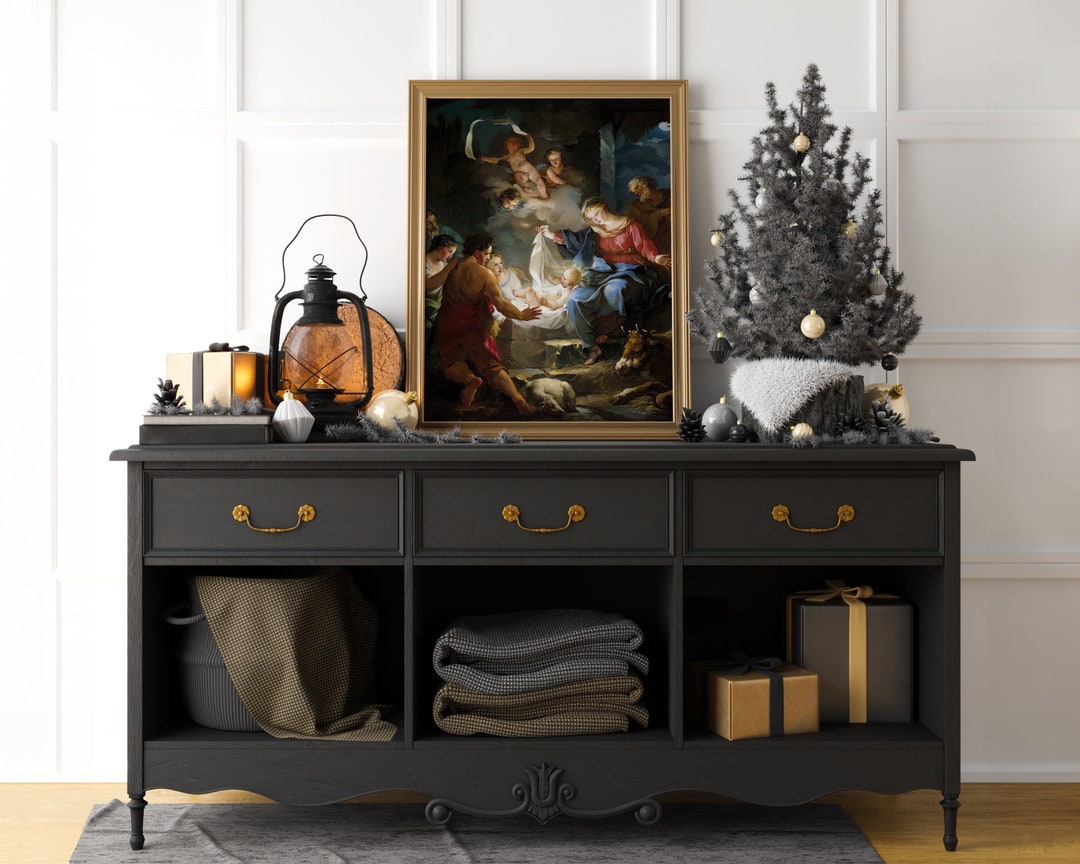 French Rococo Art Print of the Christmas Nativity, Digital Download ...