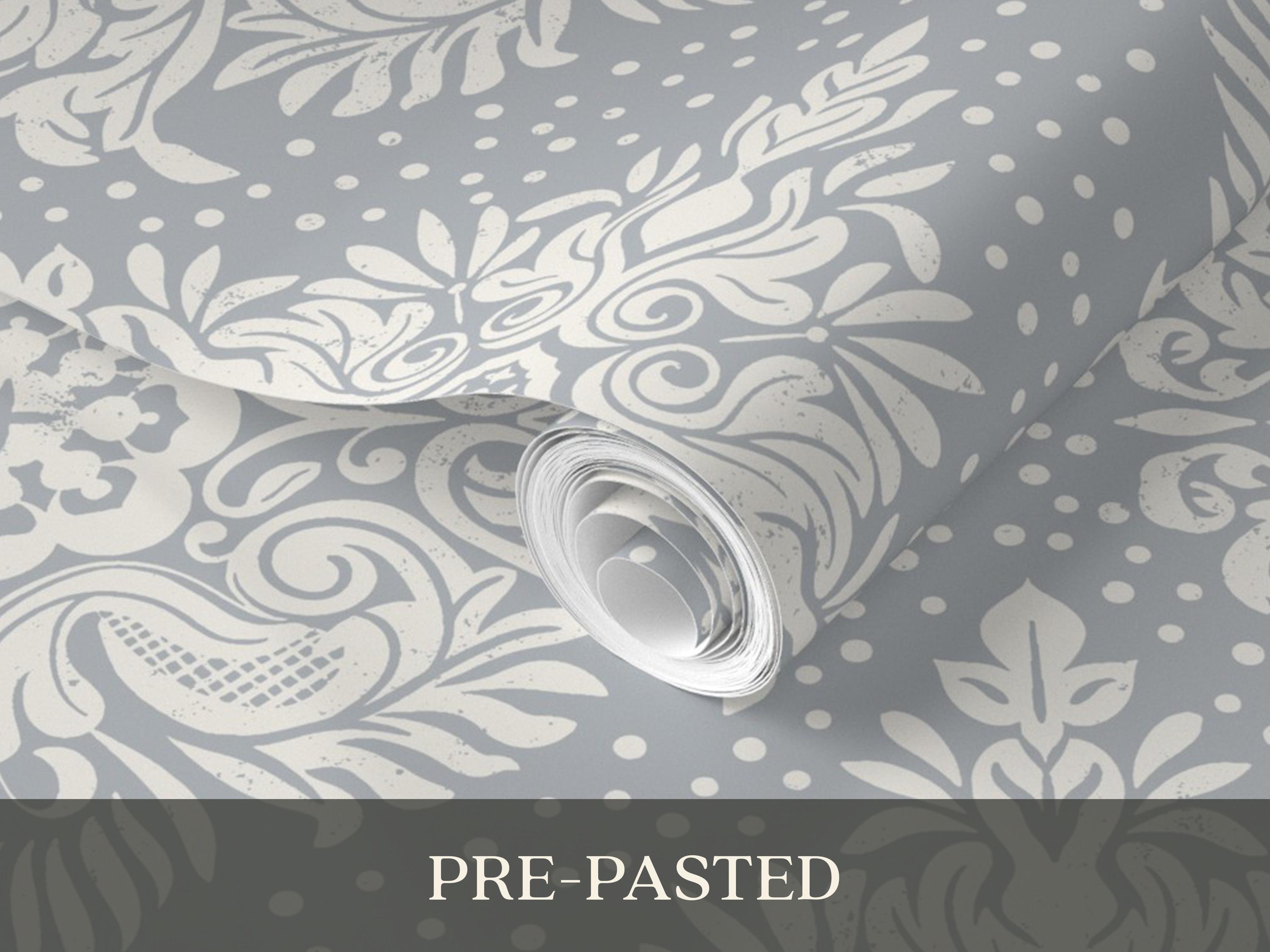 Pastel Blue Victorian Damask Wallpaper: English Country Cottage Peel ...