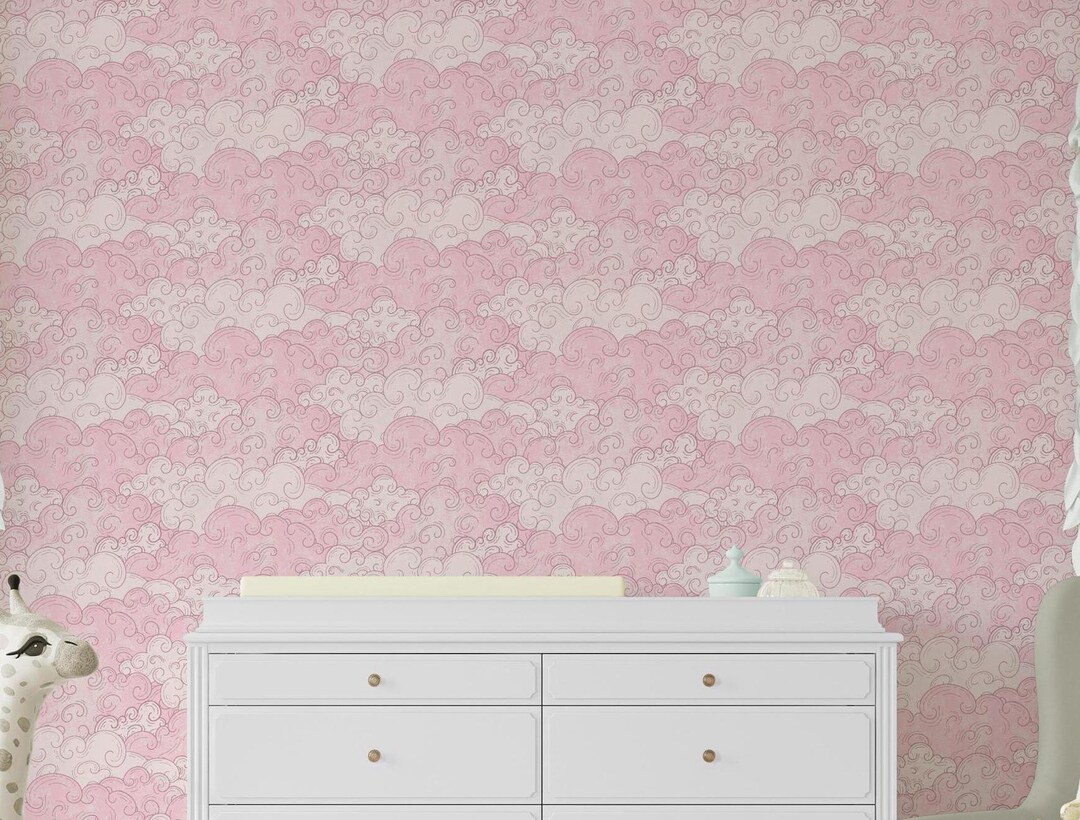 Monochromatic Hand Drawn Clouds Peel and Stick Textured Wallpaper ...