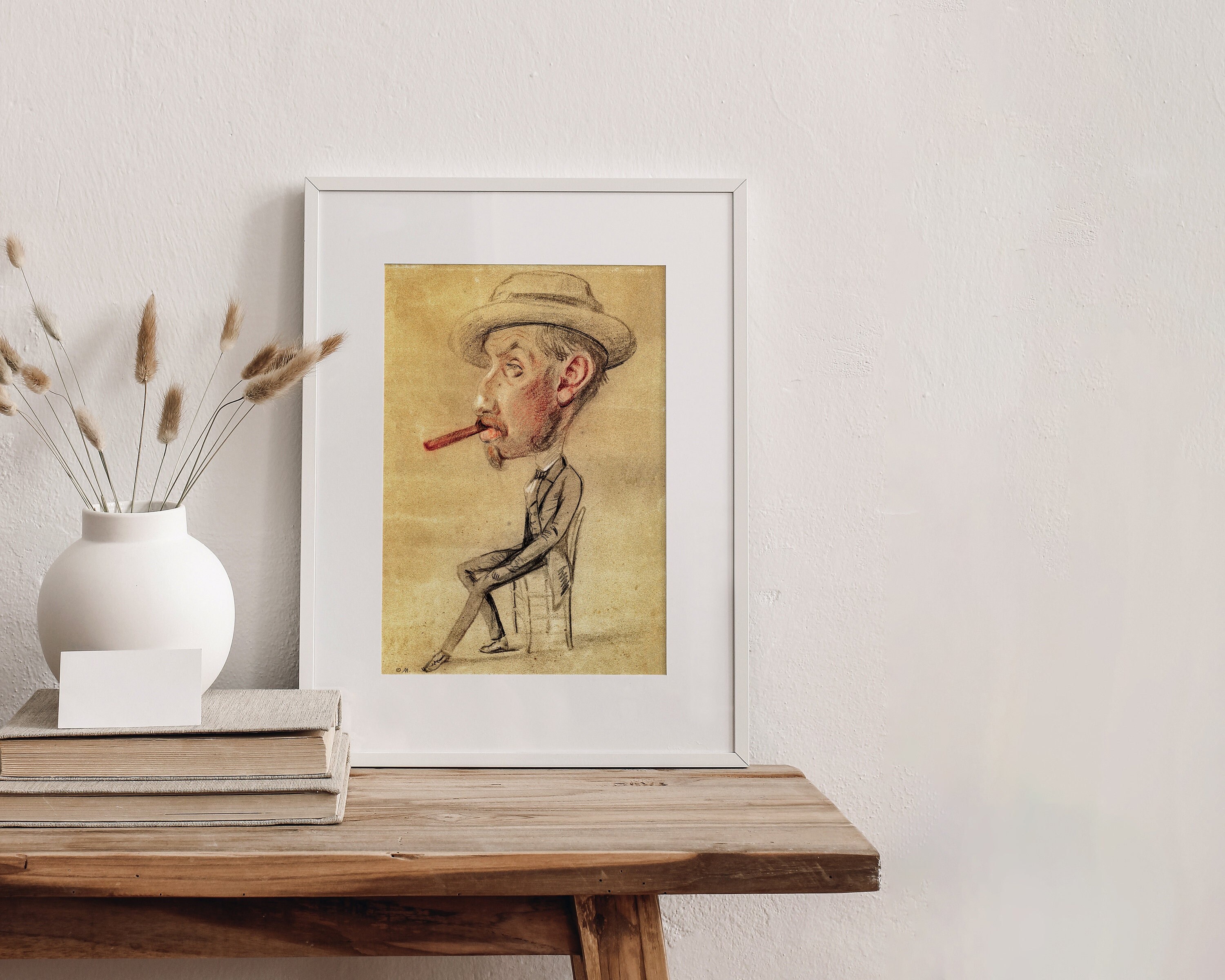 A Digital Download of a Claude Monet Pencil Sketch of a Quirky Big Head ...