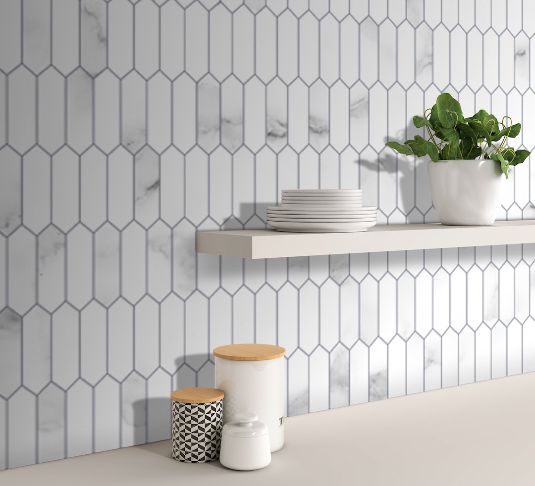 10-sheet Long Hexagon Peel and Stick Backsplash for Kitchen Bathroom ...