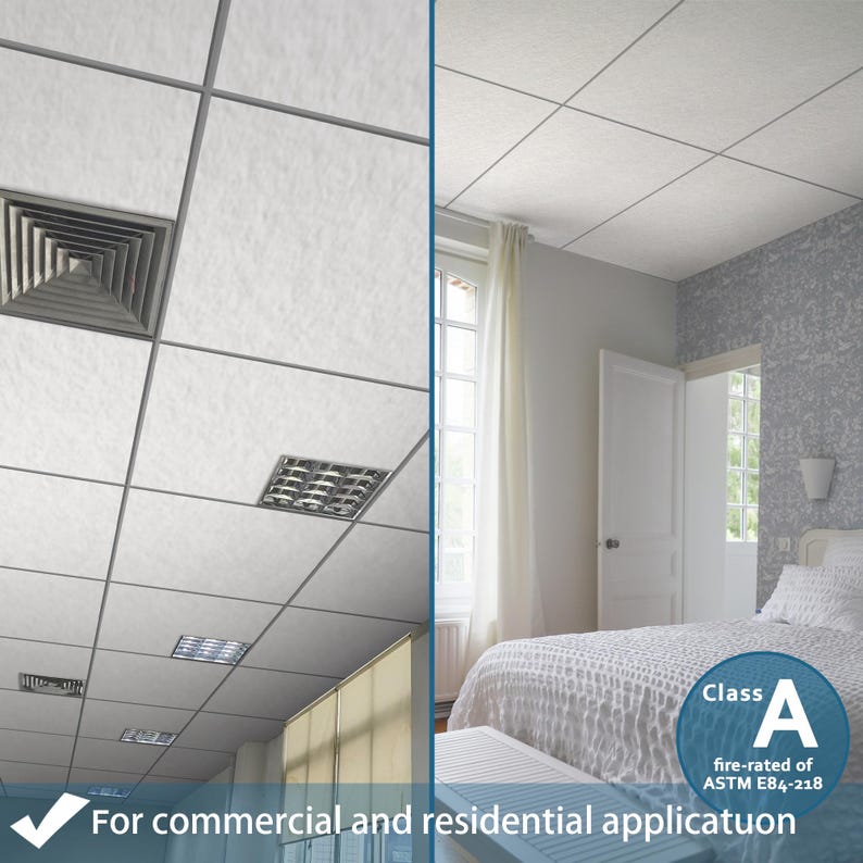 10-pack Drop Ceiling Tiles, White PET Decorative Ceiling Tile ...