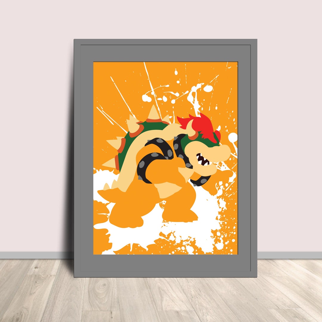 Bowser Splatter Print Video Game Room Wall Art Poster Prints, Super ...