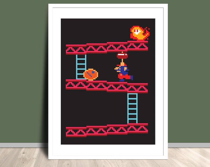 Donkey Kong Classic Arcade Game Art Collection Retro 8-bit Vintage ...