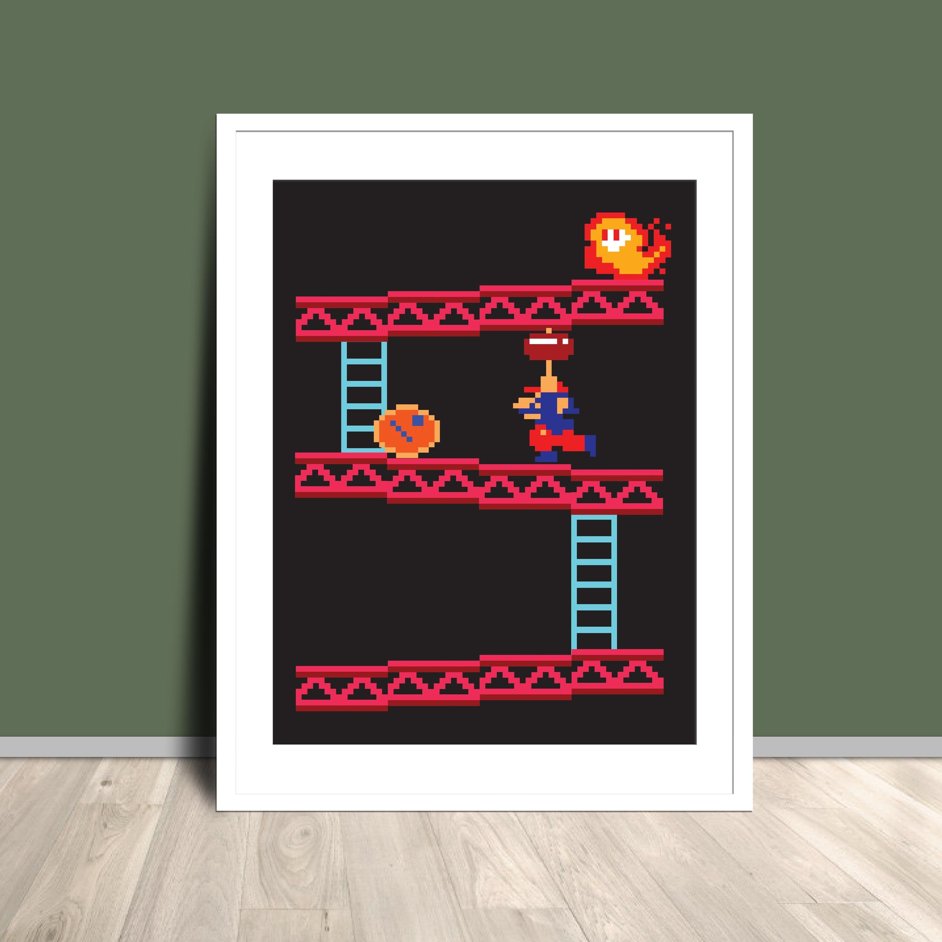 Donkey Kong Classic Arcade Game Art Collection Retro 8-bit Vintage ...
