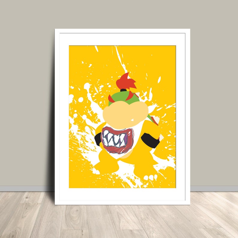 Baby Bowser Jr Splatter Print Video Game Room Art Poster Prints, Super ...