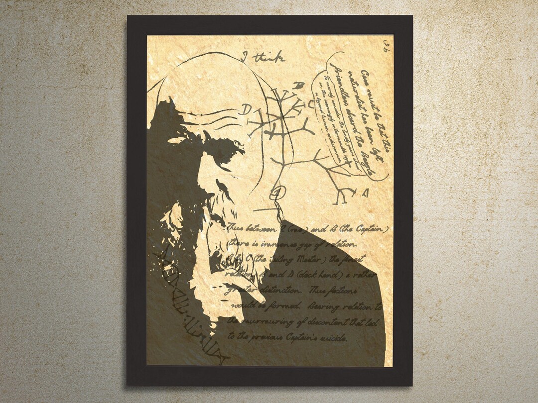 Charles Darwin's Tree of Life Poster Art Print, Darwin Bust Quote ...