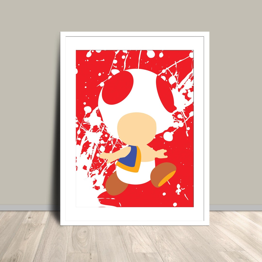 Toad Splatter Print Smash Brothers, Birthday Gift for Gamers, Man Cave ...