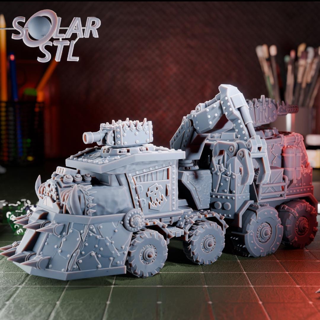 Da War Wagon Solar STL Sci-fi Vehicle 28mm 32mm Kustom Ork Truck Battlewagon Proxy Resin Model ...