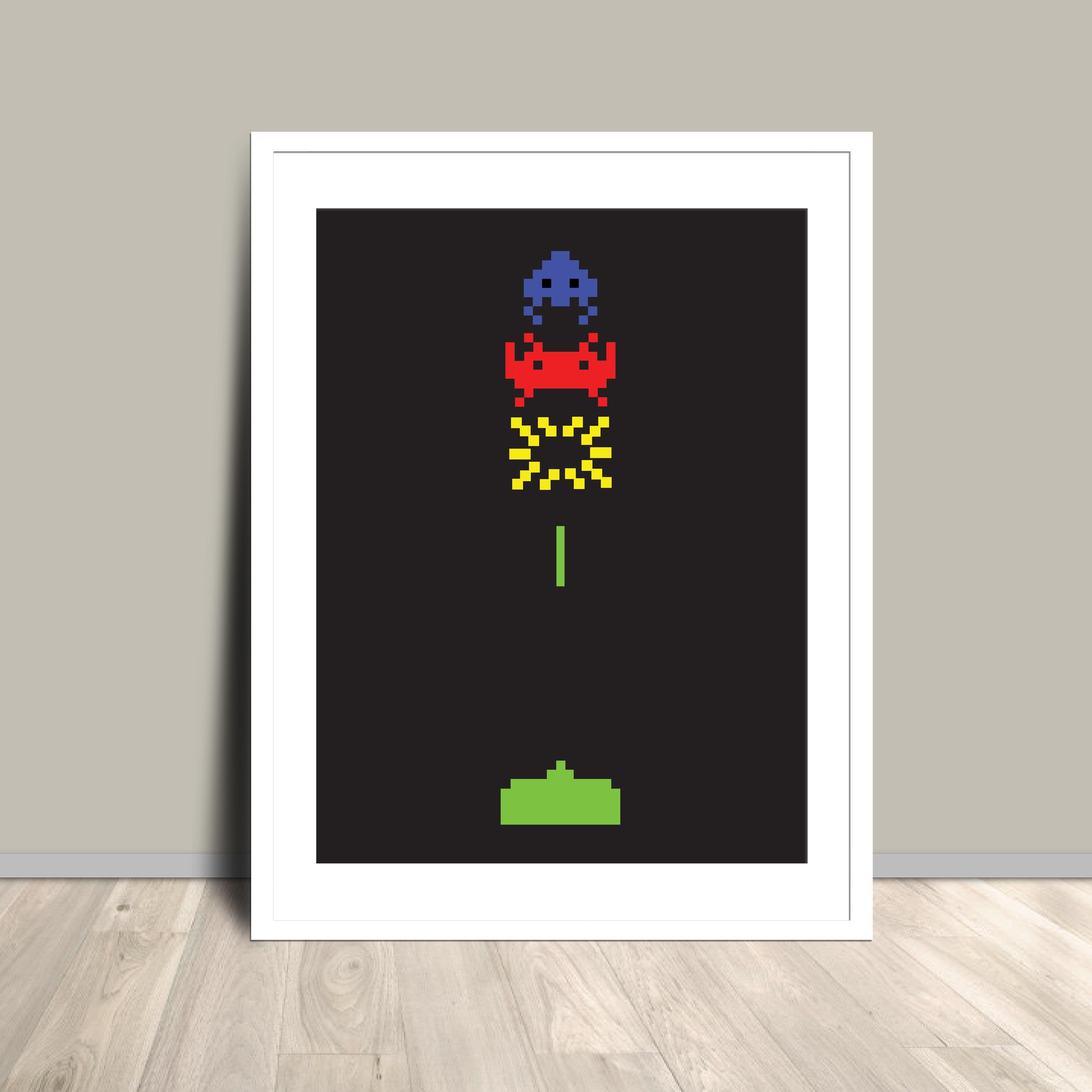 Space Invaders Classic Arcade Game Art Collection Retro 8-bit Vintage ...
