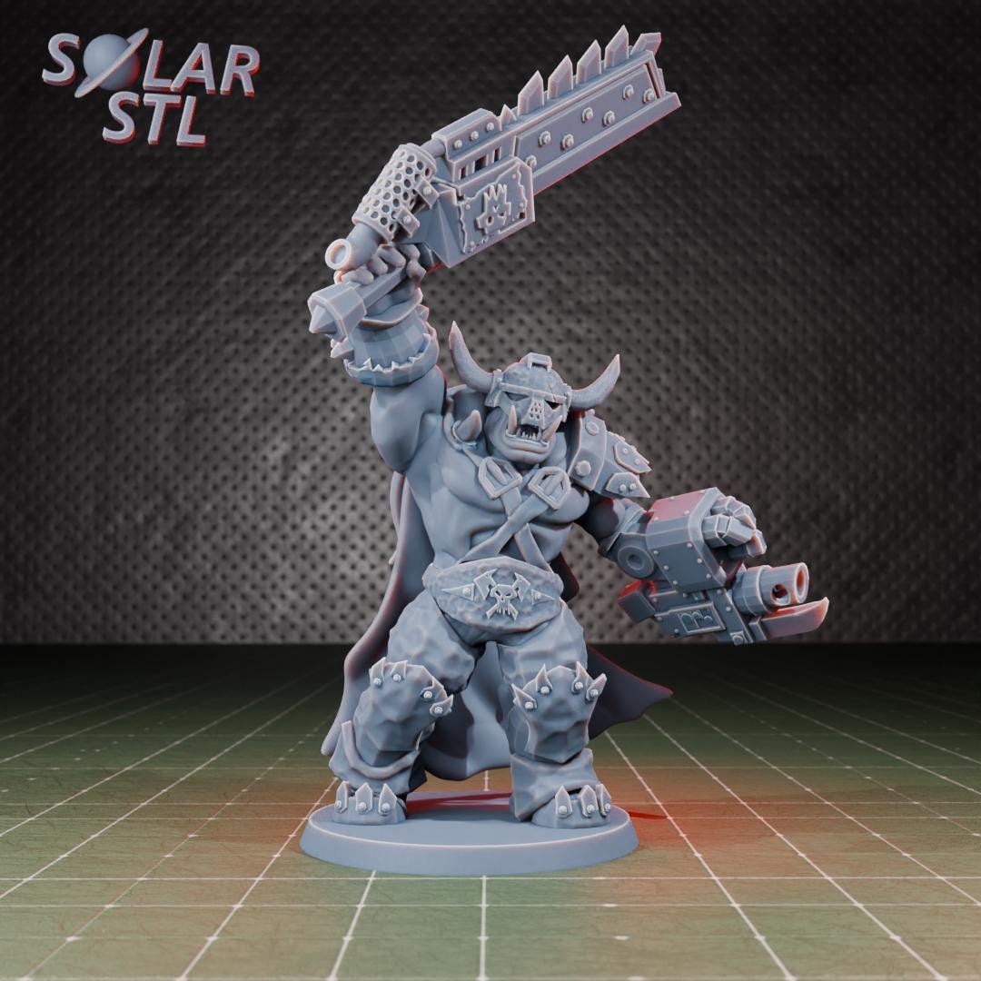 Ork Warboss by Solarstl's | Ork Leader Proxy | Greenskin Boss | 32mm ...