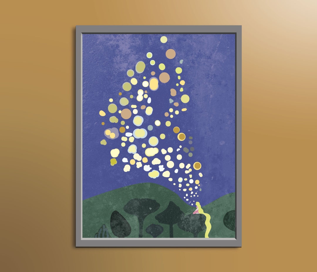 Tangled Lantern Painting Art Print, Rapunzel Tower Art, Disney ...