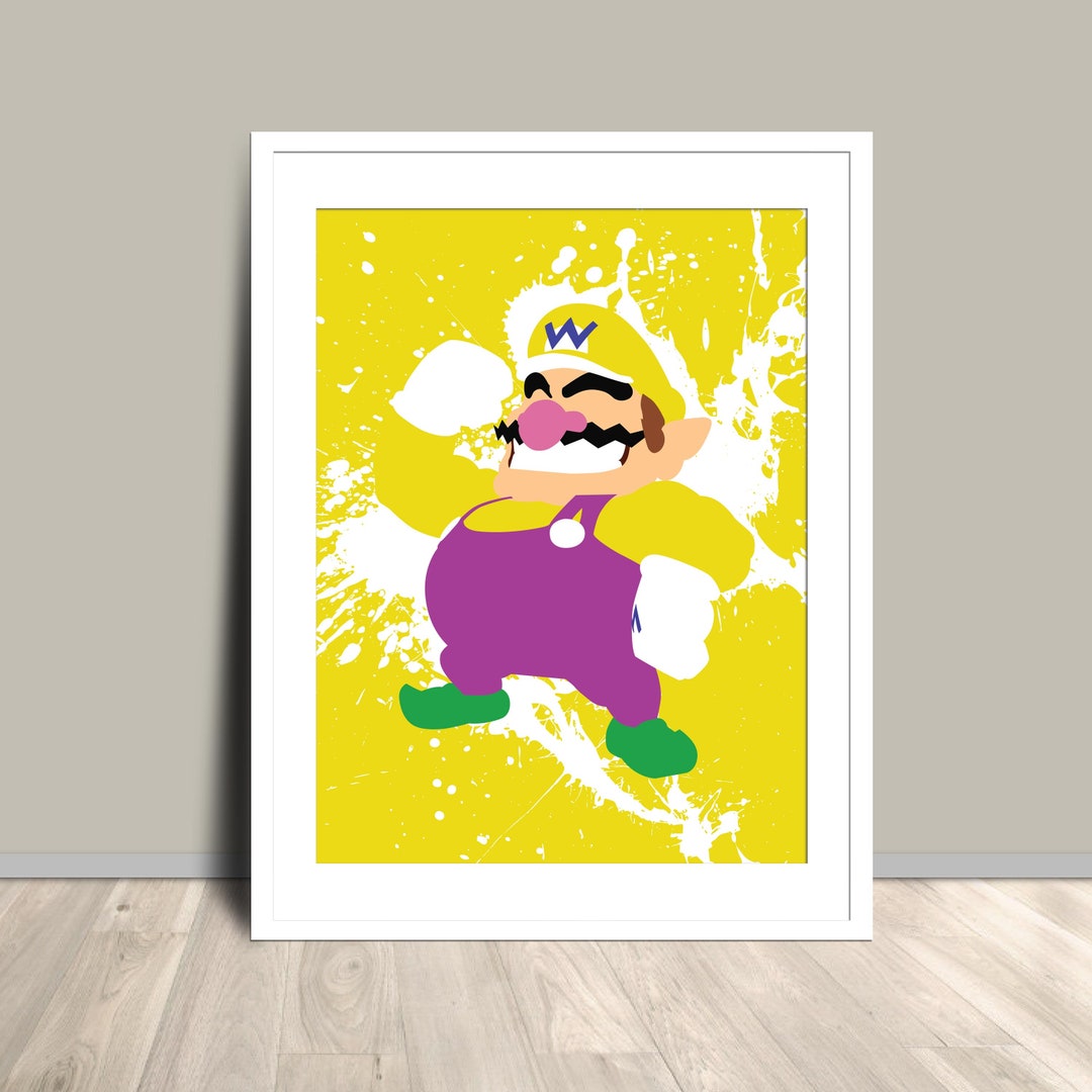 Wario Splatter Print Mario Brothers, Birthday Gift for Gamers, Man Cave ...