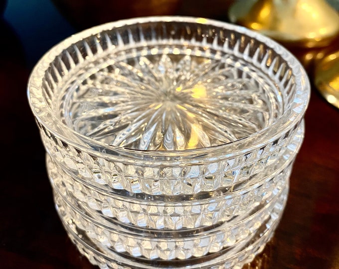 Princess House Royal Highlights Hand Blown Crystal Glass Coasters Set ...