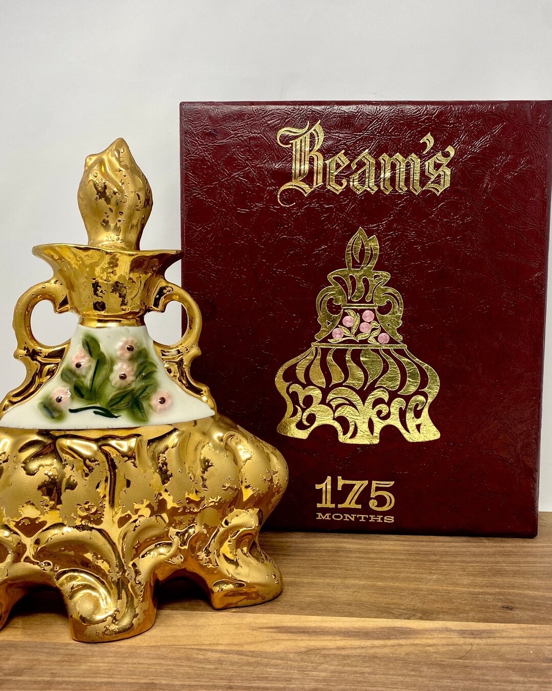 Vintage Jim Beam Decanter: Gold Floral Regal Ceramics, 1972, With Box ...