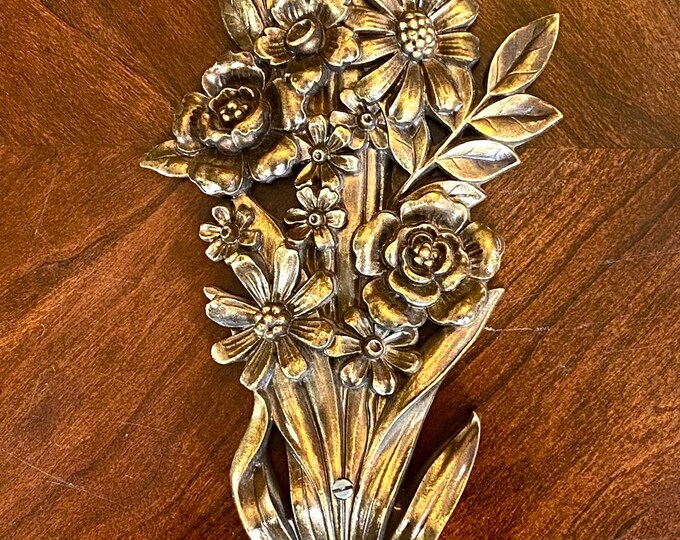 Ornate Syroco Wood Antiqued Gold Flower Bouquet Wall Hanging Wall Art ...