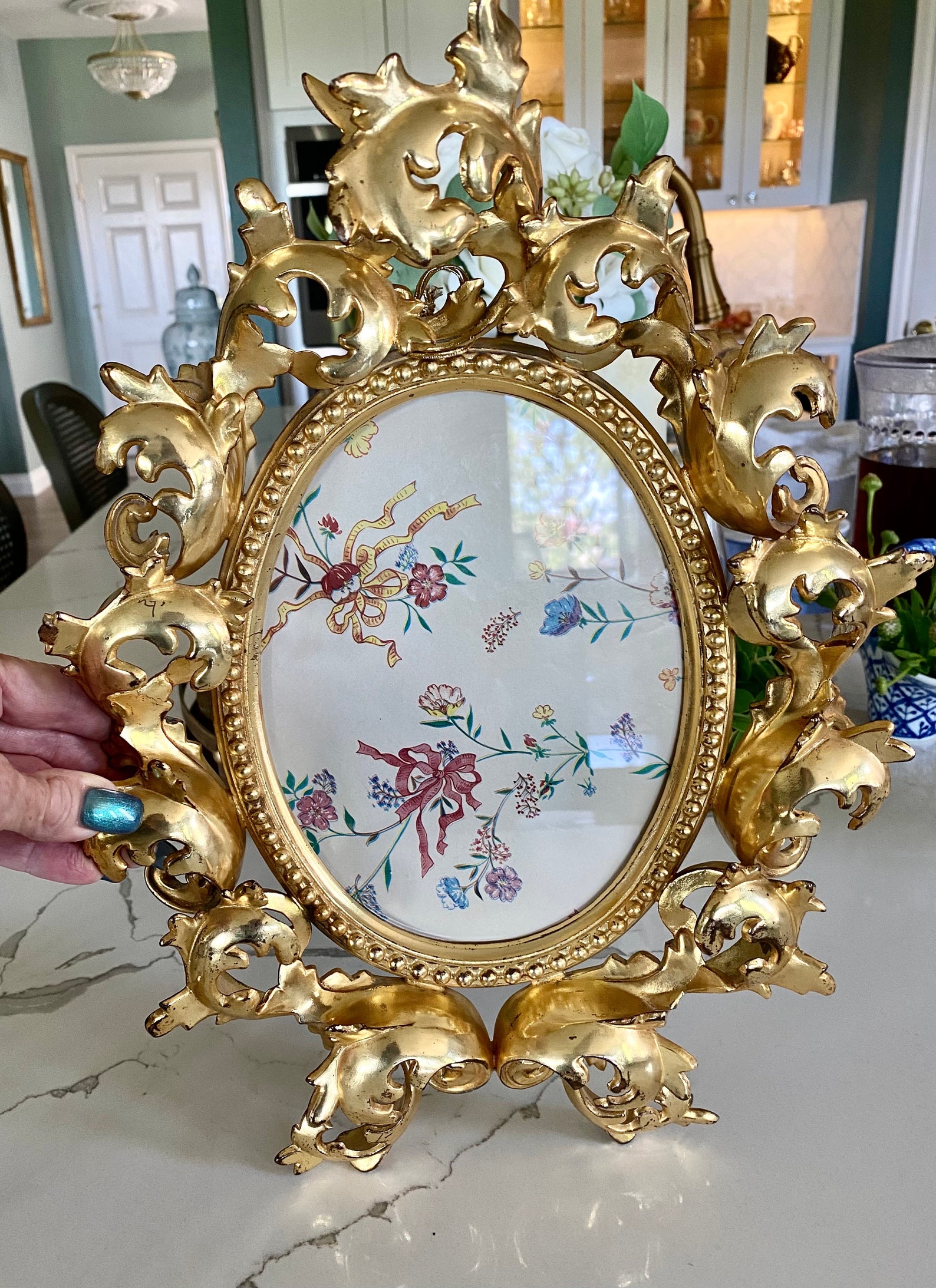 Antique Ornate Oval Rococo Cast Iron in Victorian Gold Gilt Heavy Wall ...