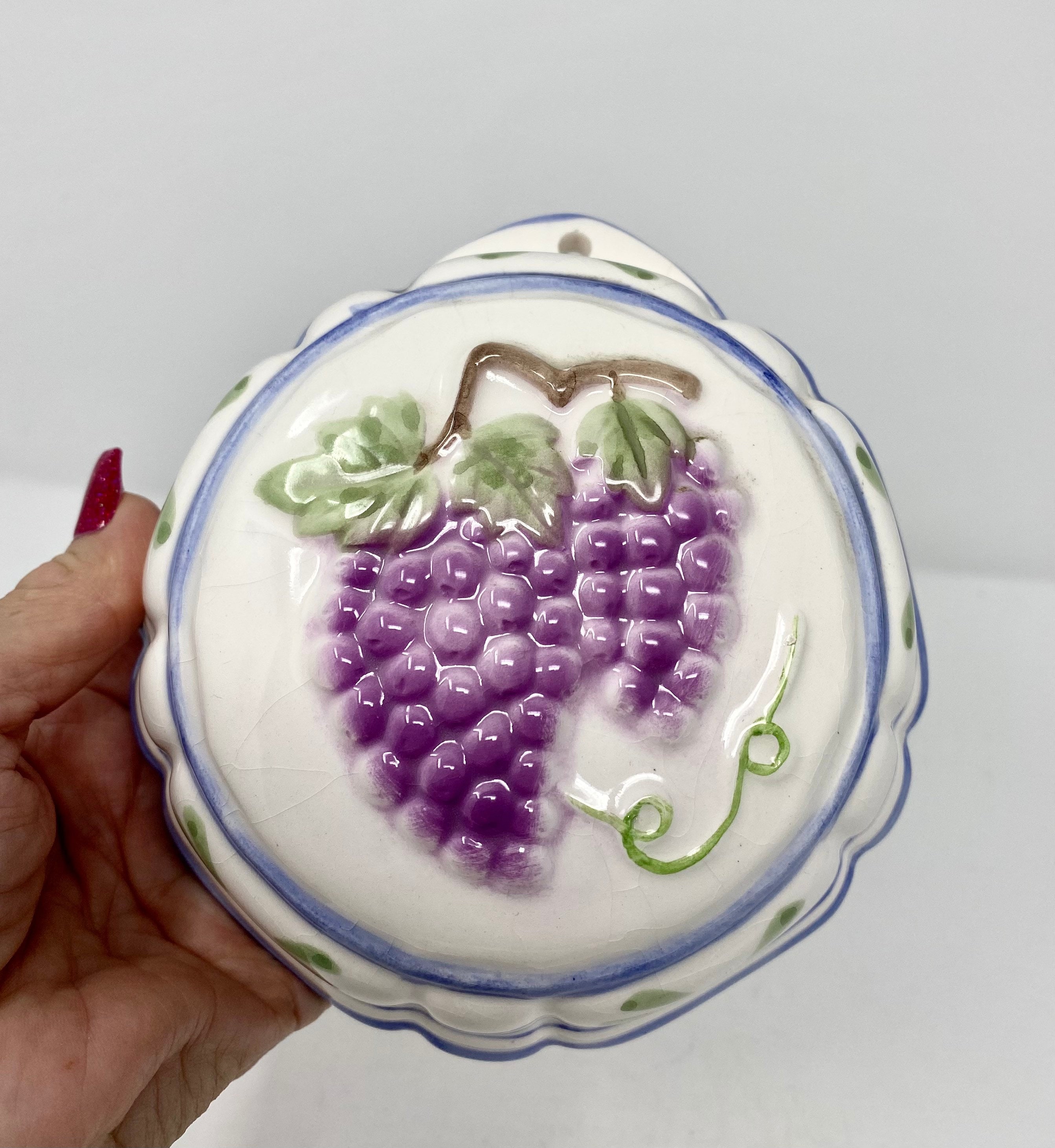 Hand Painted Ceramic Grape Vine Mold Wall Hanging French Decor ...