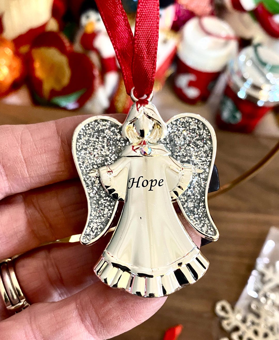 Vintage Silver Plated Hope Angel Christmas Ornament With Swarovski ...