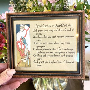 Good Wishes on Your Birthday Poem Vintage Framed Wall Art Love and ...