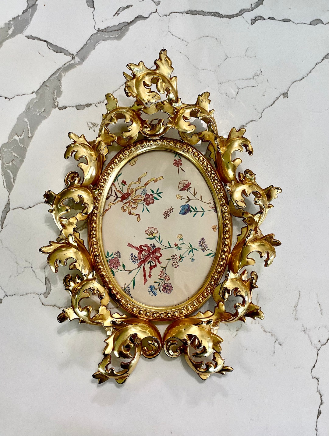 Antique Ornate Oval Rococo Cast Iron in Victorian Gold Gilt Heavy Wall ...