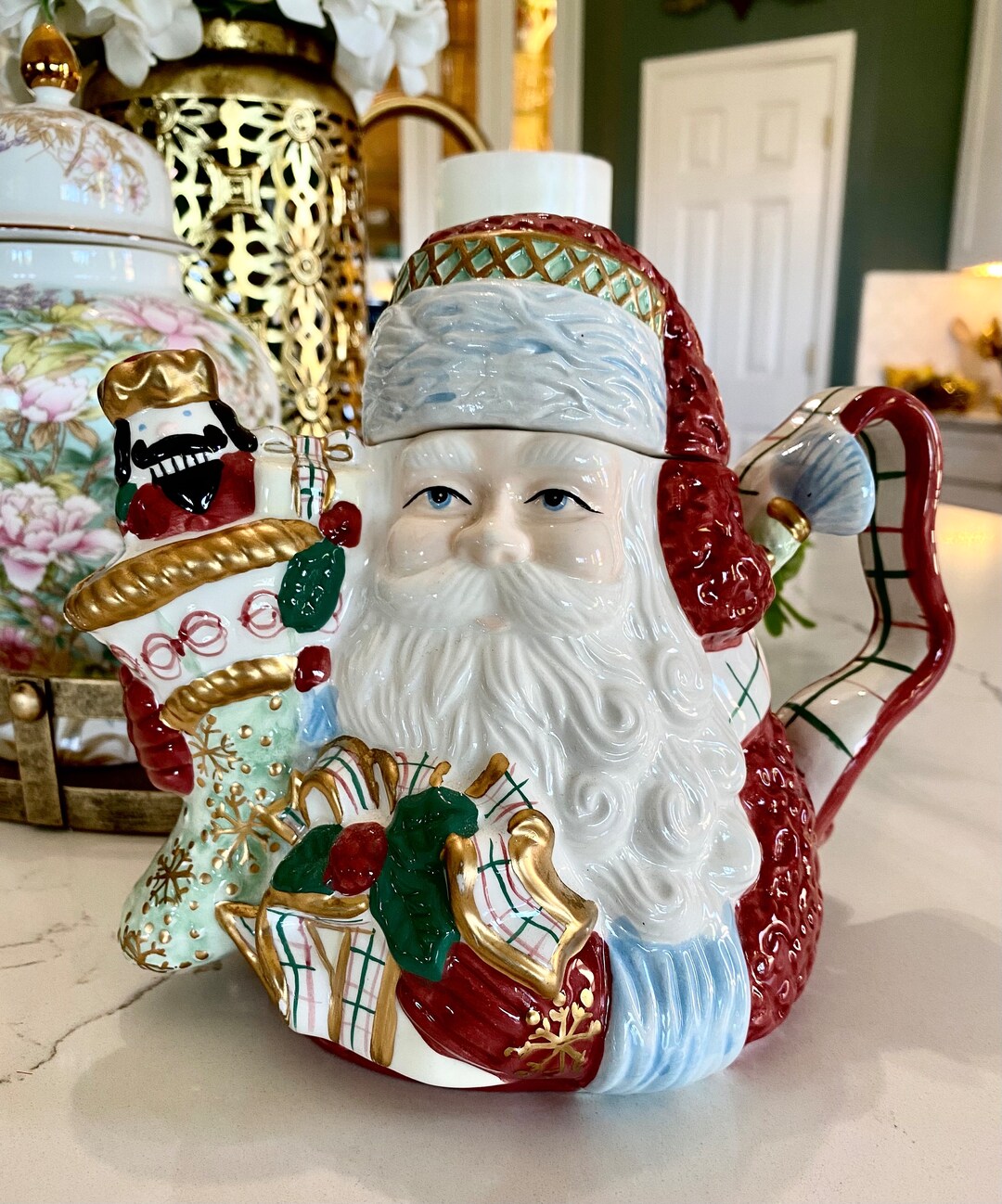 Old World St Nicholas Teapot Vintage Gift Collection Christmas Decor in ...