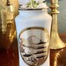Japanese Chokin Art Gold Metal Engraved White Porcelain Collector Vase ...