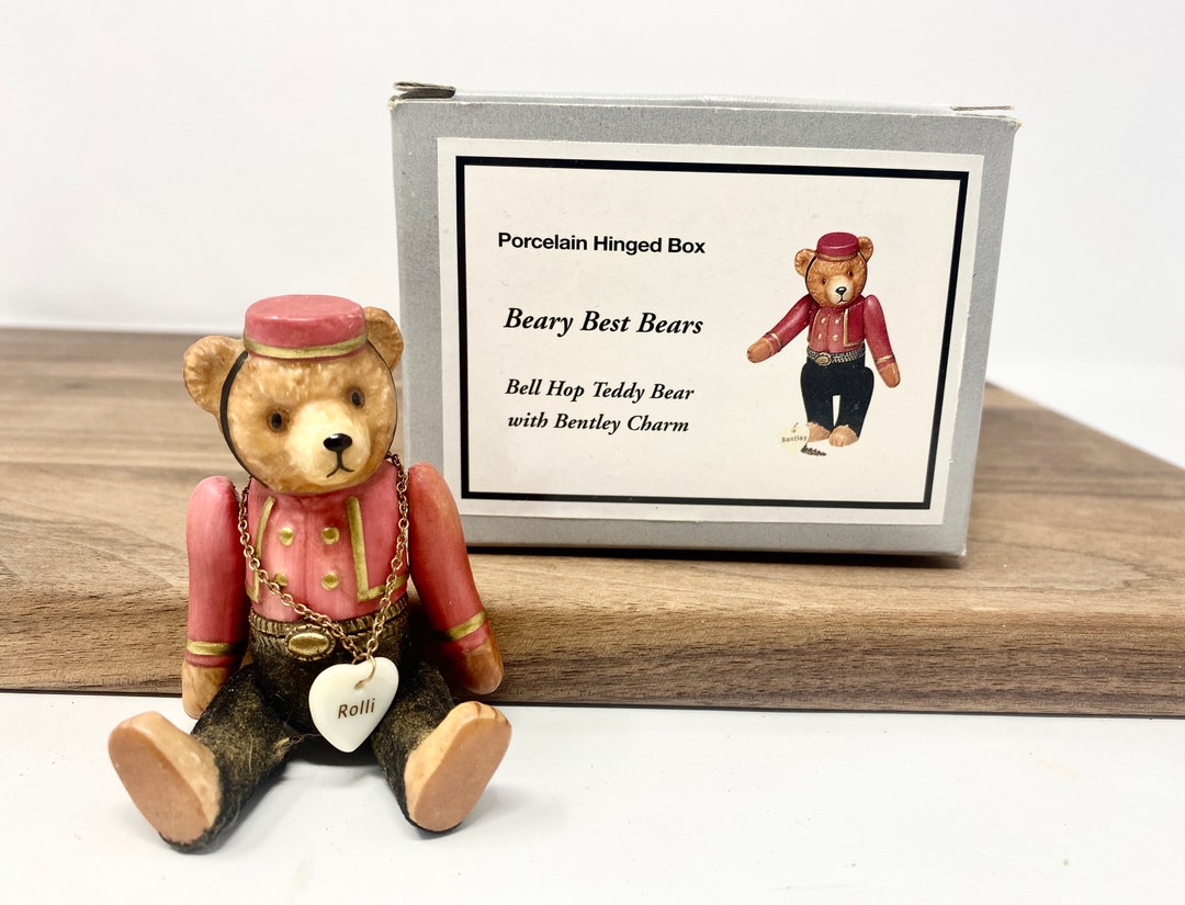 Porcelain Hinged Trinket Box Bellhop Teddy Bear PHB Collection With ...