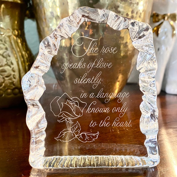 Crystal Rose Paperweight - Etsy