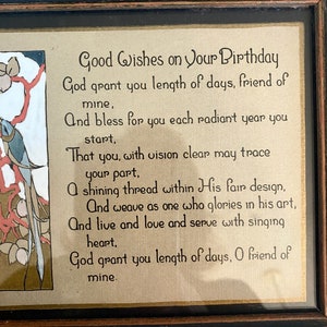 Good Wishes on Your Birthday Poem Vintage Framed Wall Art Love and ...