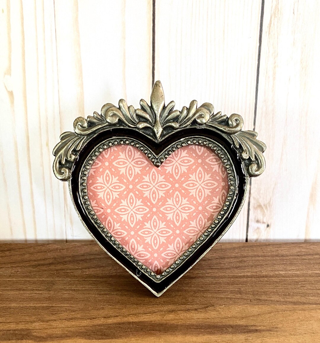 Vintage Small Pewter 3 X 3 Heart Shaped Picture Frame Tabletop ...