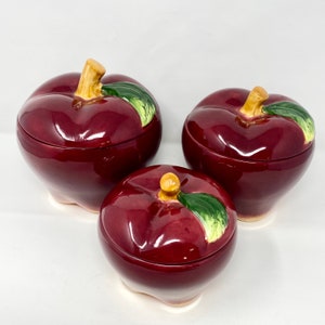 Charming Red Apple Canisters by ACK Trading Los Angeles Choice of 3 ...
