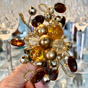 Jeweled Amber and Gold Clusters Napkin Rings Set of 6 Vintage Napkin ...