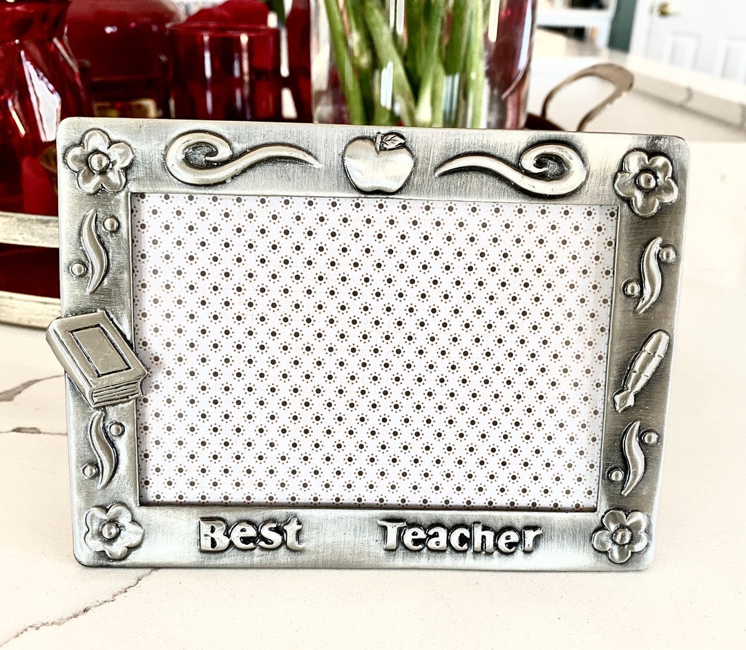 Teacher Themed Silver Metal Photo Frame 3.5 X 5 Tabletop best Teacher ...