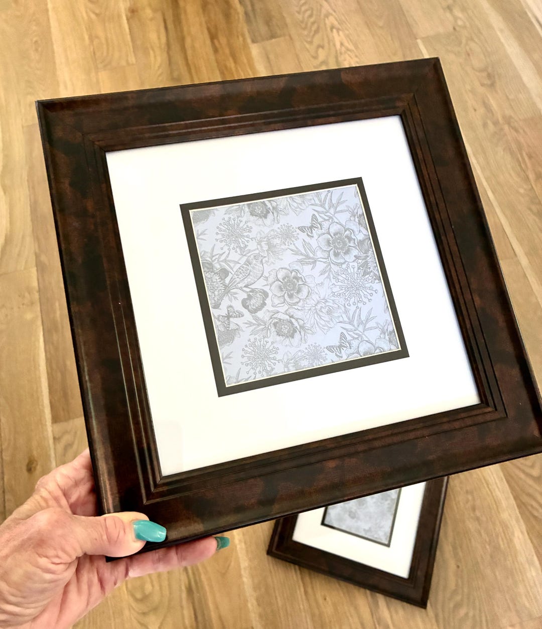 Square Brown Wooden 5” X 5” or 8” X 8 Photo Frame White Matte Wall ...