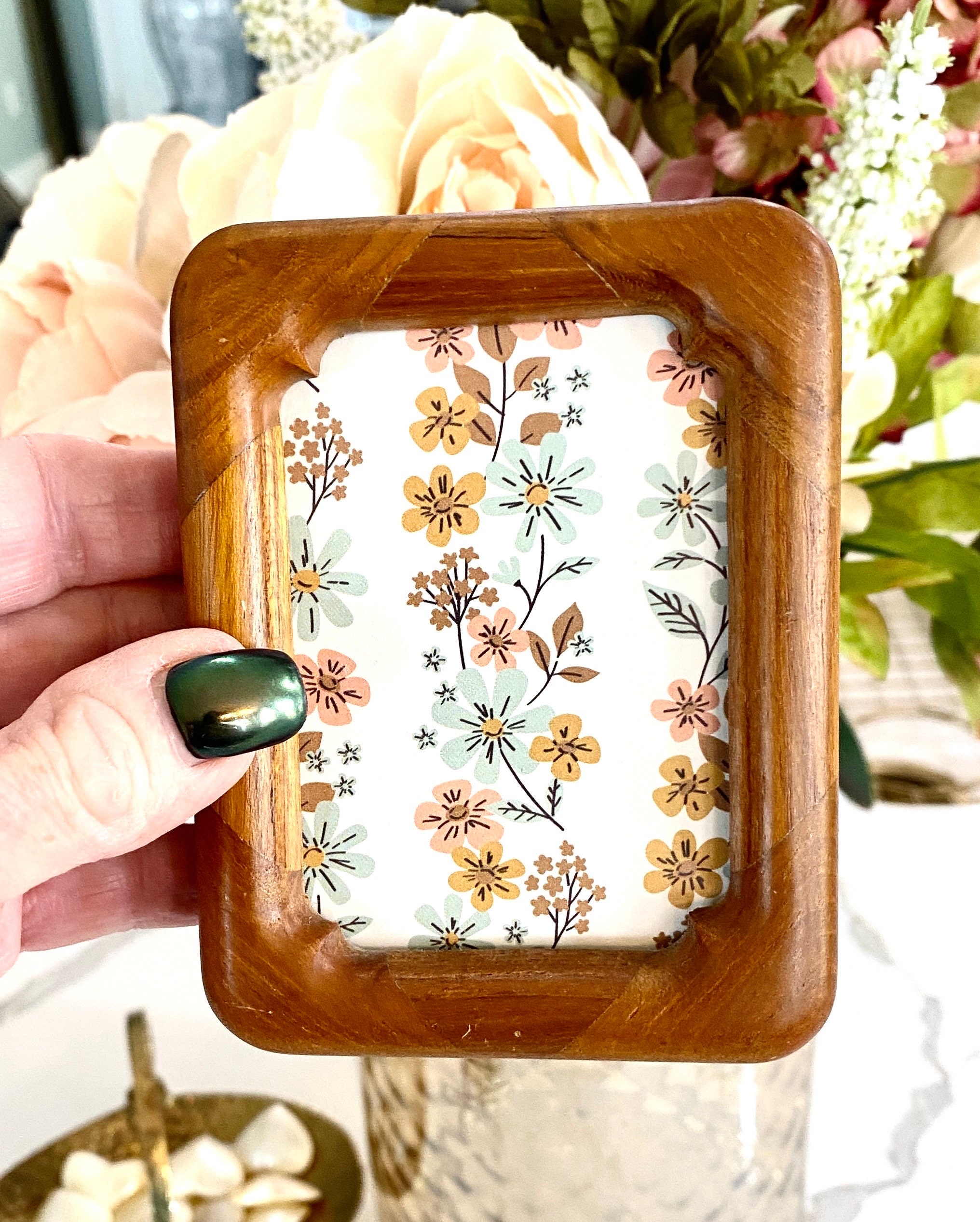 Mini Rectangular Wooden Vintage Photo Frame With Glass Small Frames ...