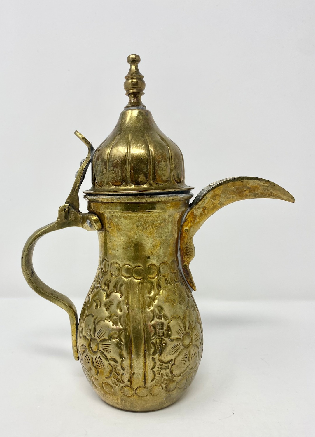 19th Century Antique Brass Dallah Traditional Arabic Coffee Pot With ...
