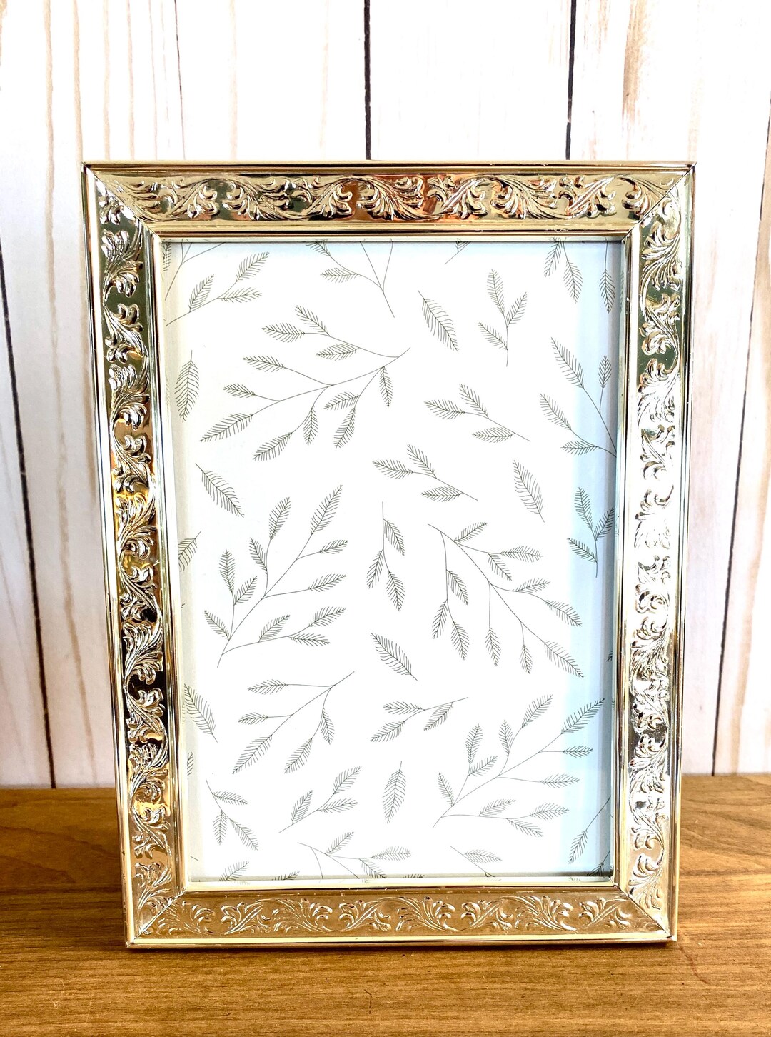 Silver Plated Metal 5” X 7” Picture Frame Scrolled Leaf Design Tabletop ...