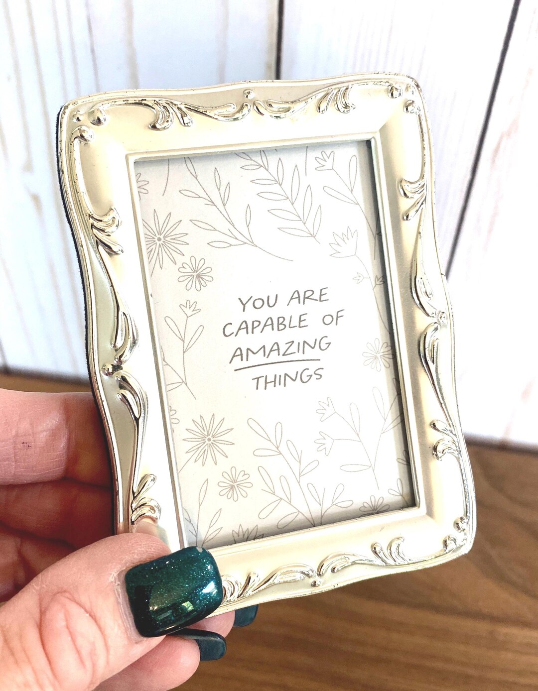 Mini Silver Tone Metal 2” X 3” Picture Frame With Dainty Swirls Black ...