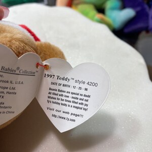 Rare Ty Beanie Baby Teddy the Holiday Bear, Retired, Tag Errors. Style ...