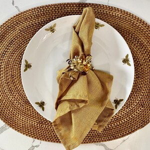 Jeweled Amber and Gold Clusters Napkin Rings Set of 6 Vintage Napkin ...
