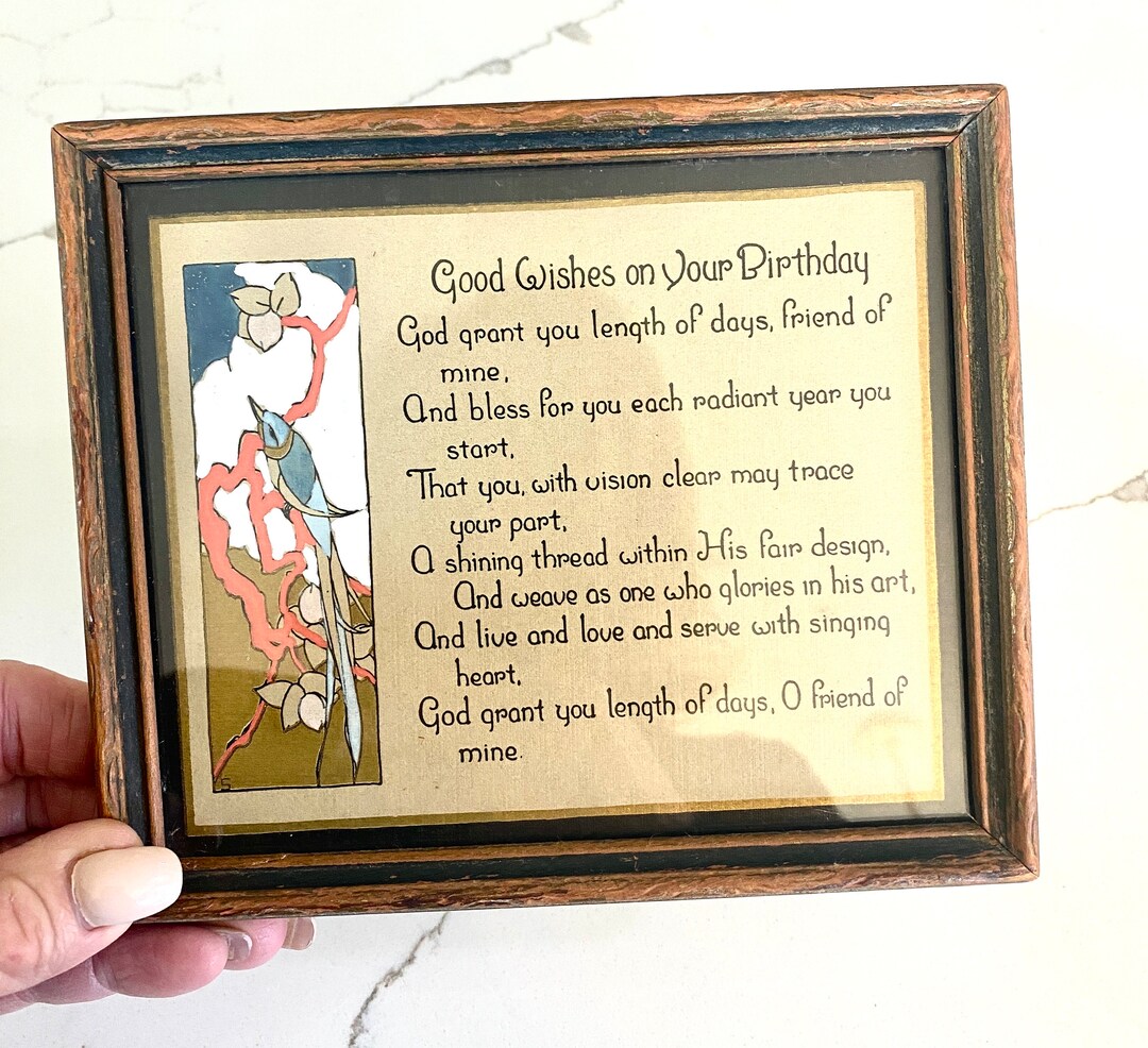Good Wishes on Your Birthday Poem Vintage Framed Wall Art Love and ...