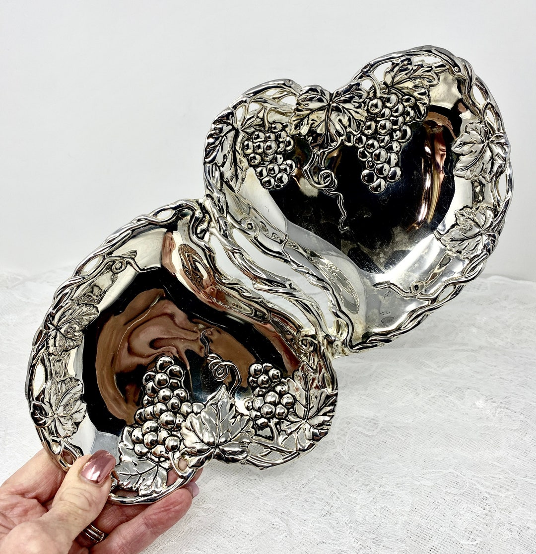 Vintage Godinger Silver Plated Double Heart Grapevine Tray - Etsy