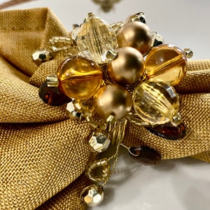 Jeweled Amber and Gold Clusters Napkin Rings Set of 6 Vintage Napkin ...